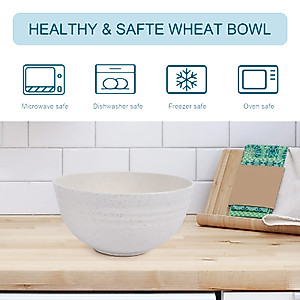 Potomart Unbreakable Cereal Bowls, 24 OZ Wheat Straw Fiber Lightweight Bowl Sets 4 - Dishwasher and Microwave Safe - for Children,Rice,Soup, Salad Bowls