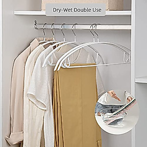 Nature Smile 20 Pack Non-Slip Suit Hanger,Coat Jacket Hangers,Sweater Hangers,PVC-Coating Metal Hangers for Pants,Shawls,Belts,Bras - Dimple & Crease Free T-Shirt Hangers,White Color…