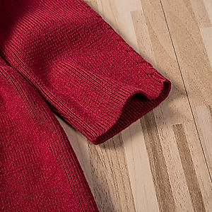 Toddler Baby Girls Knitted Long Sleeve Ruffles Sweater Dress Outfits Winter Warm Tops Clothes (Red, 4-5 Years)