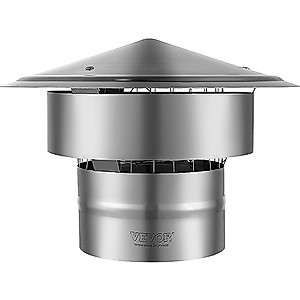 VEVOR Chimney Cap 6 inch All Weather & Reinforced Screws & Easy Installation, for Perfect Insulation Vent Cover Outside, Silver