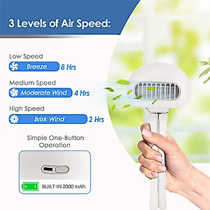 Portable Bladeless Baby Stroller Fan, Rechargeable Battery-Operated Fan with 3 Breeze Settings and Quiet Motor, Personal Fan for Baby Car Seat, Camping, Desk, Golf Cart, Wheelchair, and More (Black)