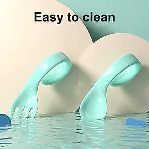 AkoMatial Toddler Utensils Set Baby Utensils Feeding Training Spoons Forks Set BPA Free Portable Bluegreen, Medium