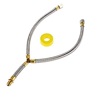 Aupoko Propane Y Splitter Connection Braided Pipe, 3/8" Flare Gas Propane Grill Y Splitter Stainless Steel Braided Hose Assembly, Length 5/16", Fits for LPG & NG Propane Fire Pit Hose & Fireplace