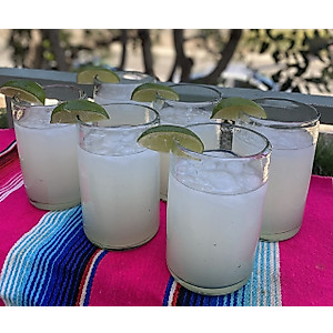 Dos Sueños Hand Blown Mexican Drinking Glasses – Set of 6 Natural Clear Glasses (14 oz each)