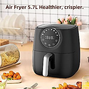 joyami Air Fryer 5.2 QT Large Capacity Nonstick 8 Preset Smart Cooking Programs LCD Digital Touchscreen Clearcook Cooking Window Dishwash-safe Basket Fit for 2-4 People
