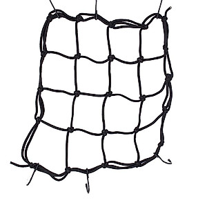 Cargo Net, 30x30cm Motorcycle 6 Adjustable Plastic Hook Hold Down Cargo Web Bungee Cord Packing Mesh Net Gear Luggage Netting with Small Mesh(Black)