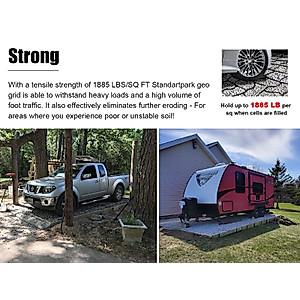 WAHHWF Geocell Ground Grid, Pea Gravel Grid Paving Stabilizer, Slope Grid Erosion Control, 2" Tall Ground Geo Grid for Driveway Shed Garden, 3ft/ 6ft/ 10ft/ 16ft/ 20ft/ 26ft/ 30ft Long