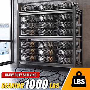 PRESTELION 36" H Garage Shelving Unit-Adjustable 3-Tier Heavy-Duty Metal Storage Rack|1000 lbs Capacity Shelf|Easy Assembly Shelves & Rust-Resistant|Perfect for Garage,Basement,Workshop Organization