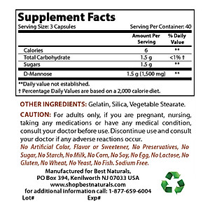 Best Naturals D-Mannose 1500 mg & Magnesium Glycinate 425 mg