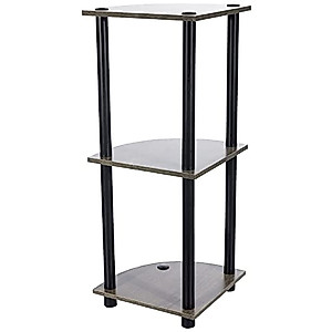 Furinno Turn-N-Tube 3-Tier Corner Display Rack Multipurpose Shelving Unit, French Oak Grey/Black, Model:12077GYW/BK