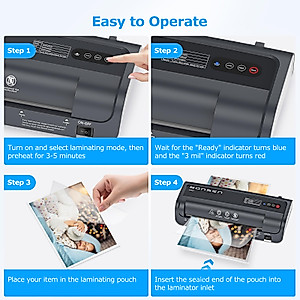 BONSEN Laminator Machine with Laminating Sheets 20 Pouches, 9-Inch Thermal Laminator for Home Office School Use, Personal 4-in-1 A4 Hot Cold Laminating Machine with Paper Trimmer and Corner Rounder