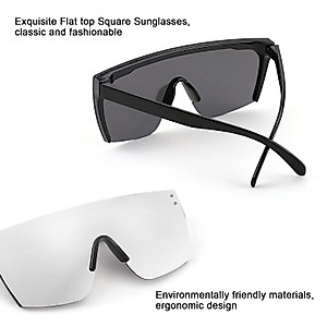 FEISEDY Mirrored Oversized Rimless Sunglasses for Women Men 2021 Flat Top Shield Wrap Square UV400 B2761