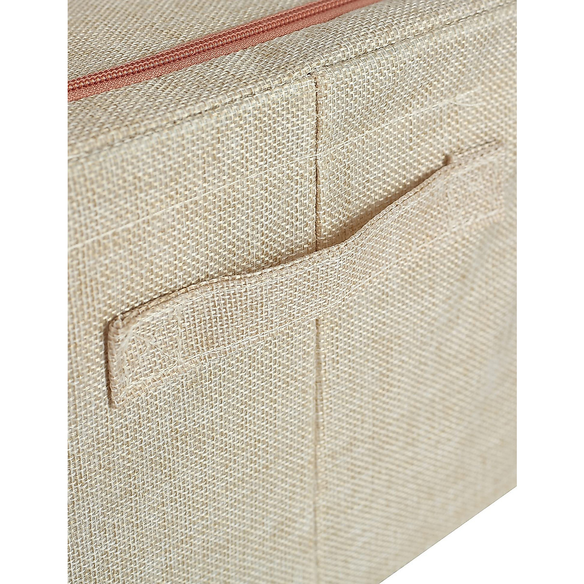 Foldable Clothes Storage Bags with Large capacity, Strong Metal Frame Support, Cotton linen, Cream-colored, BlueGift