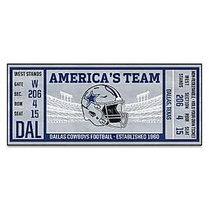 FANMATS 23118 Dallas Cowboys Ticket Design Runner Rug - 30in. x 72in. | Sports Fan Area Rug, Home Decor Rug and Tailgating Mat