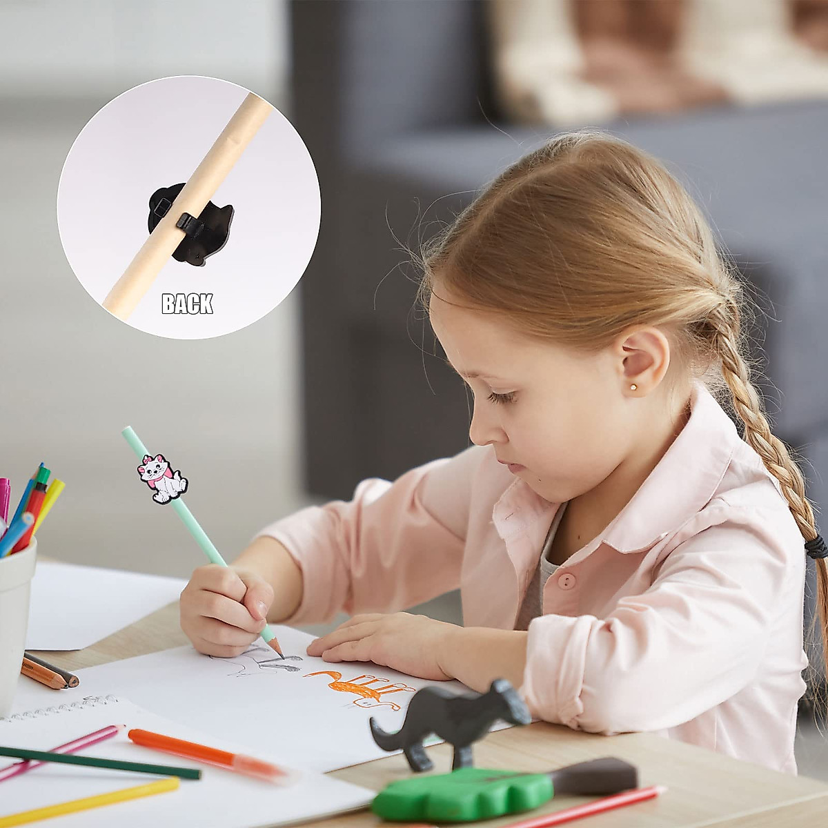 Silicone Cat Straw Cover - 10 Pack Adjustable Cute Reusable Kitten Drinking Straw Caps Charms Pen Accessories for Pencil Straw Home Kitchen Accessories(Cat)