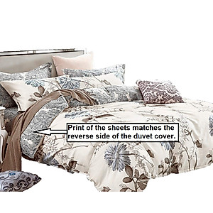 Swanson Beddings Daisy Silhouette 100% Cotton Sheet Set : Fitted Sheet, Flat Sheet and Two Matching Pillowcases (Queen)