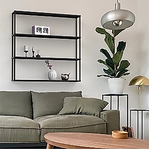 Mango Steam Wall-Mounted Steel Shelving Unit for Kitchen, Storage or Display Use -36 H x 36 W x 6 D Inches- Black -