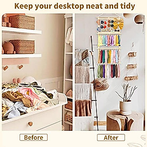 MOFASVIGI Headband Holder Hair Bows Organizer for Girls, Hanging Hair Clips Organizer Hair Accessories Display Sunglasses Holder Organizer Storage for Wall, Door, Closet