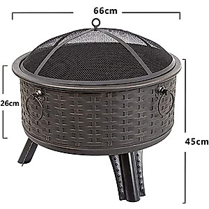 LEAYAN Garden Fire Pit Grill Bowl Grill Barbecue Rack Outdoor Fire Pit, Wood Burning Fire Pit with Spark Screen, Steel Fire Pit, Fire Pits for Outside, Bonfire, Party, BBQ, Patio & Garden, Black