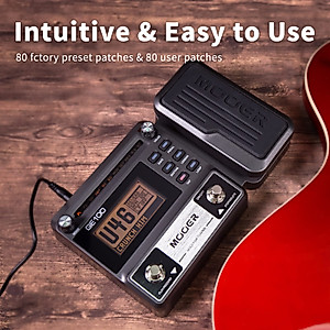 MOOER GE100 Multi-Effects Guitar Pedal with 80 Presets, 66 Effects, Loop and Expression Volume Pedal, Tap Tempo, Headphone Out