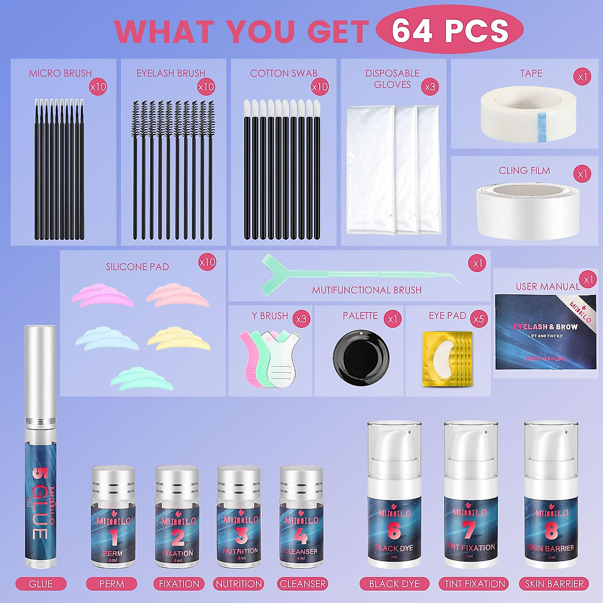 Lash Lift Kit Eyelash Lift Kit - 2024 4 in1 Eyelash Perm suit & Brow Lamination Kit - Ultra-Luxury Professional Lash Perm Kit - DIY Eyelash Eyebrow Curling Set for Salon Home (Black)