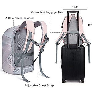 BAGSMART Camera Backpack, DSLR SLR Camera Bag Backpack Fits 15.6 Inch Laptop,Anti-Theft Waterproof Camera Case for Photographers and Women,with Rain Cover,Tripod Holder,Pink