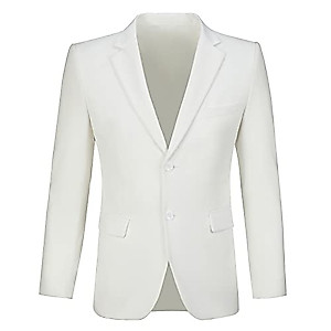 Mens 2 Piece Suit Slim Fit Single Breasted Suits Blazer and Pants,Two Button Solid Prom Wedding Tuxedo Jacket&Trousers for Men Ivory 3XL