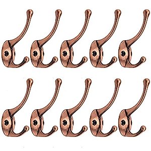 Bathroom Coat Hooks,Ulifestar Decorative Hanger Rack for Hanging Towel,Jacket,Handbag,Scarf,Keys,Solid Wall Mounted Home Kitchen Garage Closet Storage & Organization Hardware Accessories 10PC (Copper)