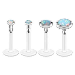 Jovivi 8pcs 2-5mm Created-Opal Labret Monroe Lip Rings Tragus Helix Earring Studs Piercing Jewelry 16G 5/16" 8mm