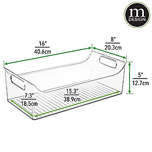 mDesign Portable Nursery Storage Plastic Baby Organizer Storage Caddy Bin w/Handles for Kids/Child Essentials - Holds Diapers, Wipes, Bottles, Baby Food - 16" Long - Ligne Collection - 2 Pack - Clear