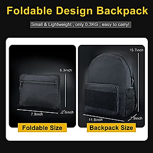 Guayma Small Tactical Foldable Backpack Military Molle Bags Hiking Daypacks For Men&Women Travel Work Outdoors,black