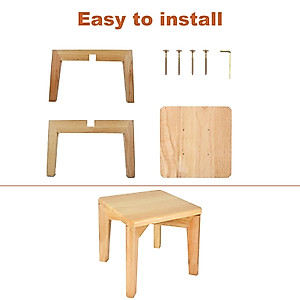 LANIAKEA Wooden Stool, 10 inch Small Wood Stool, Wooden Stool for Kids, Wood Step Stool for Adults, Bedroom, Living Room and Kitchen