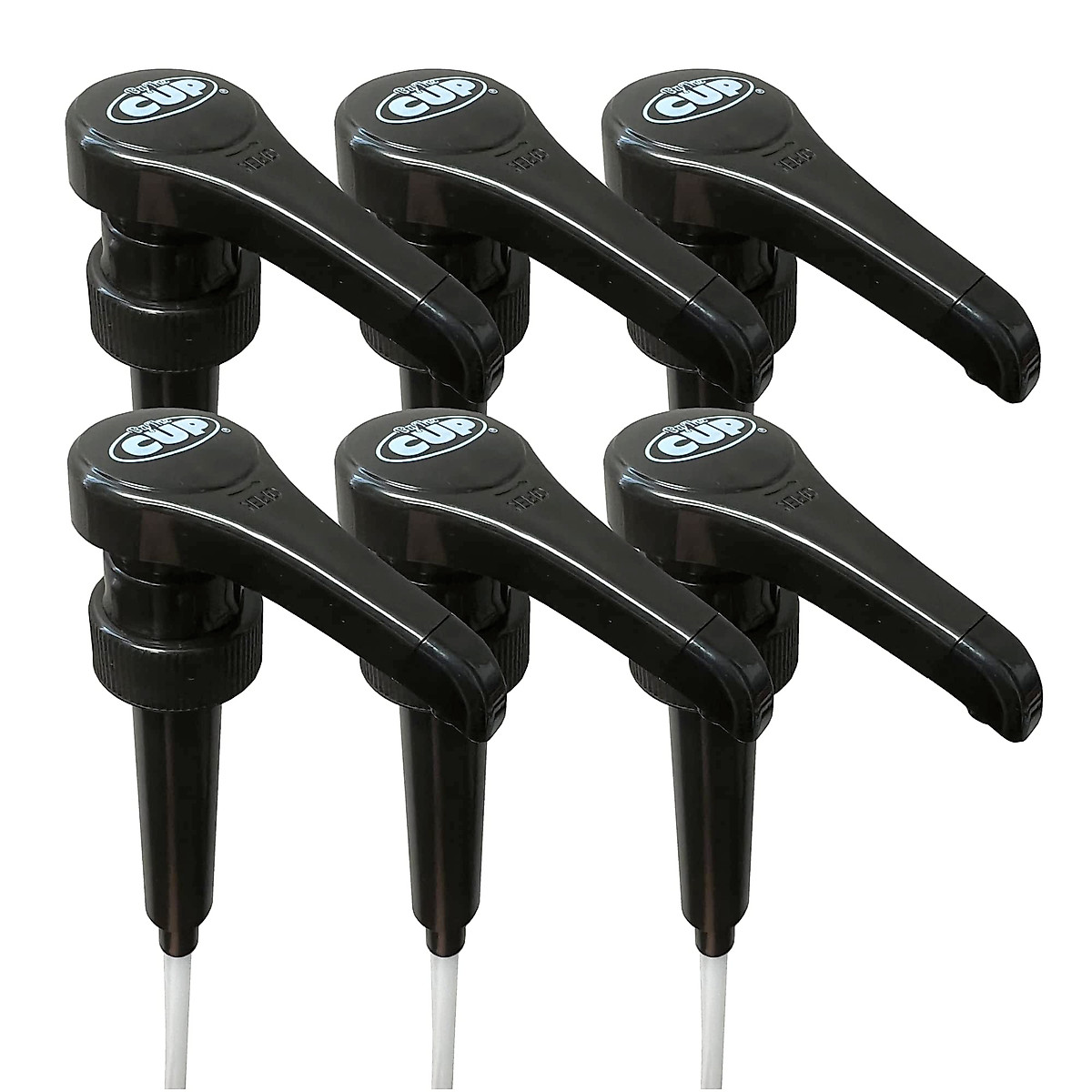 By The Cup Universal Black Coffee Syrup Pump (Pack of 6) - Fits Upouria, Torani Syrups, Davinci, Monin (1L Plastic Only)