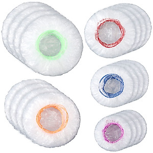 Cunhill 200 Pcs 5 Size Plastic Bowl Covers with Elastic Bulk Reusable Bowl Covers Disposable Food Covers Storage Cover Plastic Wrap for Leftovers Family Outdoor Picnic (Vivid Colors)