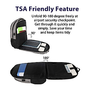 MATEIN Travel Laptop Backpack,TSA Large Travel Backpack for Women Men, 17 Inch Business Flight Approved Carry On Backpack with USB Charger Port and Luggage Sleeve, Durable College School Bookbag,Grey