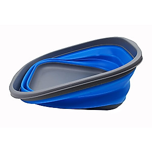 SAMMART 10L (2.6 Gallons) Collapsible Tub - Foldable Dish Tub - Portable Washing Basin - Space Saving Plastic Washtub (Dark Grey/Blue, 1)
