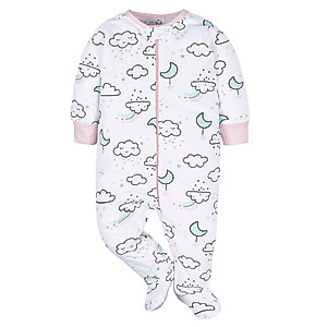 Gerber Baby Girls 4 Pack Sleep 'N Play Footie Cloudy 0-3 Months
