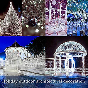 DAYLIGHTIR 2 Pack 100 LED Solar Powered Copper Wire String Lights Outdoor, Waterproof, 8 Modes Fairy Lights for Garden, Patio, Party, Yard, Christmas (White)