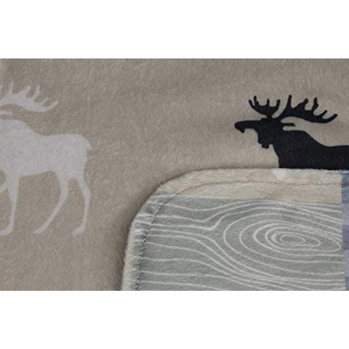 Dear Baby Gear Baby Blanket - Double Layer, Gender Neutral for Girls and Boys, Faux Quilt Soft Infant Blanket with Gray Tan Adventure and Grey Moose on Tan Design, 40x30 inches