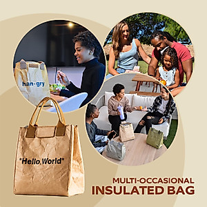 VonNova Insulated Lunch Box for Women, 7L Capacity, Leakproof Lunch Tote Bag, Durable Lunchbox made from Tyvek Material, Adult Cooler Bag for Work, Picnic, Travel and more (Hello World)