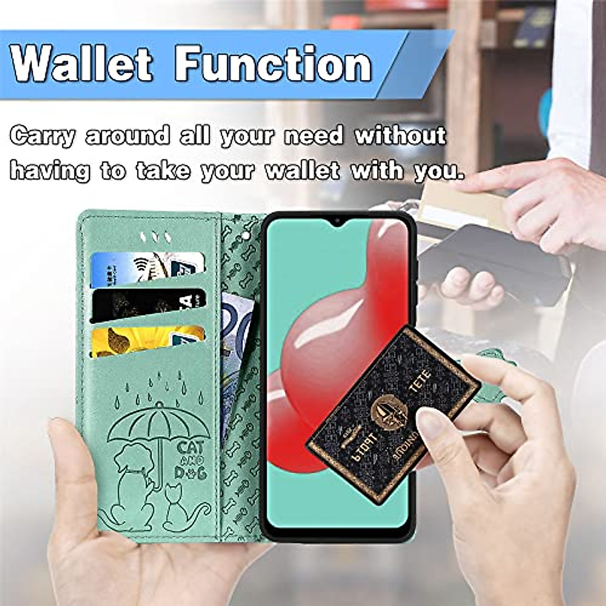 ONV Wallet Case for Oppo Realme 7 Pro - Sparkly Cute Animal Leather Folio Cover + Strap Card Holder Anti-Shock Kickstand Magnet Flip Case for Oppo Realme 7 Pro [MG] -Green