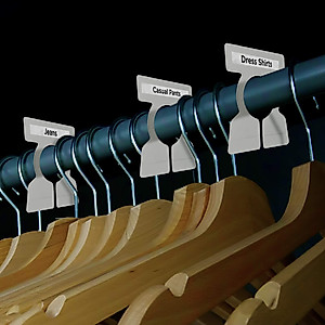 Simple Division Garment Organizers - Sort, Put Away, and Find Clothes Easily - 12 White Closet Organizers - Includes 60 Bilingual Sorting Labels