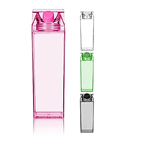 Clear Milk Carton Water Bottle, Aesthetic Water Bottles Square Milk Storing Containers Reusable Water Tumbler Cute Kawaii Water Bottle