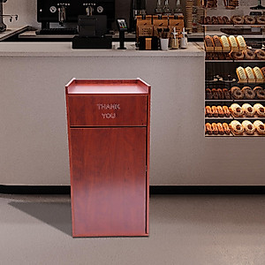 LOYALHEARTDY Restaurant Trash Can Cabinet Wood Commercial Trash Can 30L Trash Bin Cabinet Garbage Receptacle Indoor with Tray Holder for Restaurants Cafeterias Kitchen Mahogany