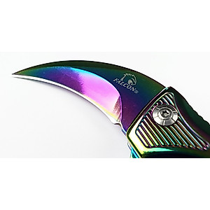 Full Metal CSGO Karambit Claw Folding Pocket Knife, Tactical Knife. For Gift, Collection, EDC (RAINBOW)