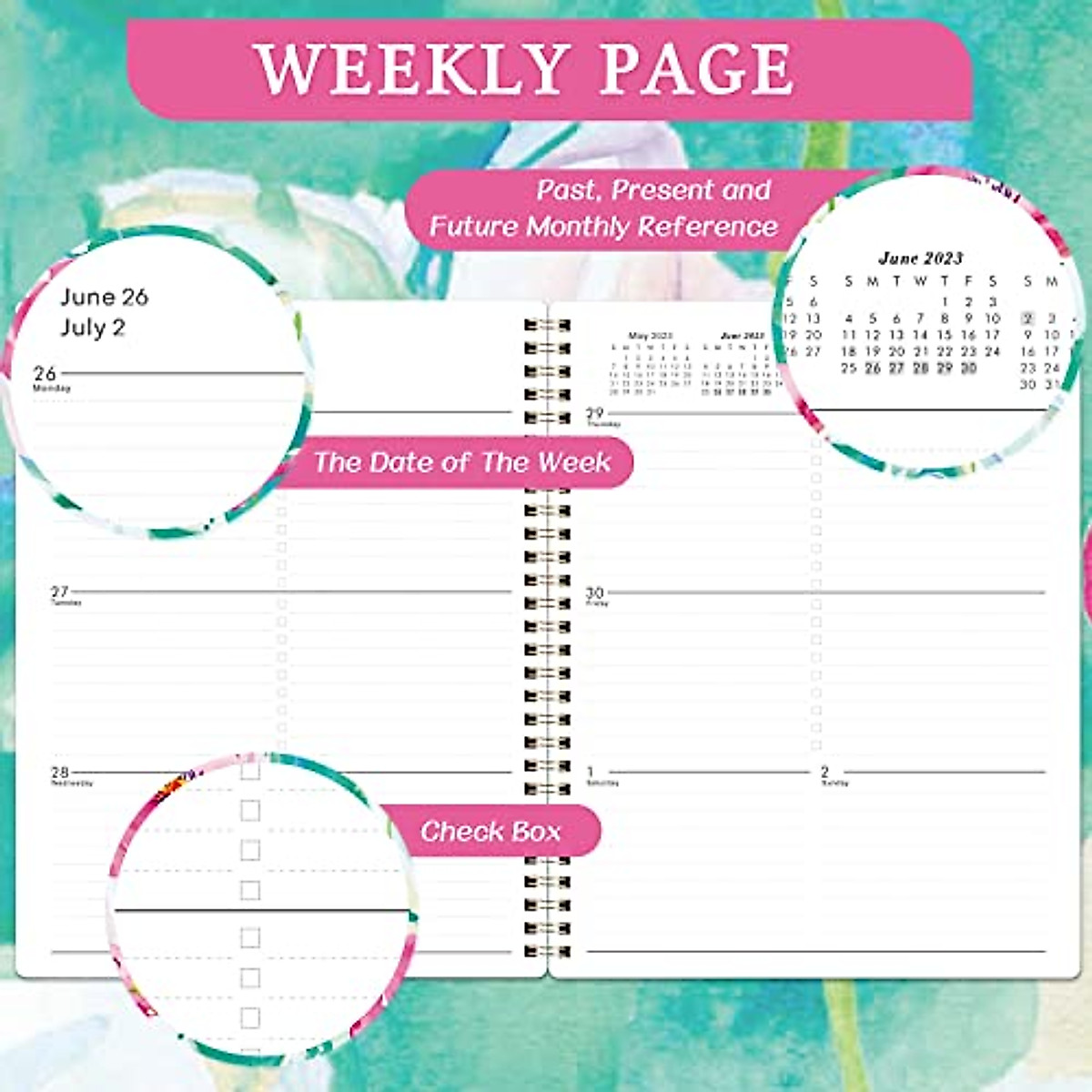 Planner 2023-2024 - July 2023-June 2024, Academic Planner 2023-2024, Weekly & Monthly Planner, 8" x 10", 2023-2024 Planner with Twin-Wire Binding, Thick Paper, Check Boxes, Printed Monthly Tabs,