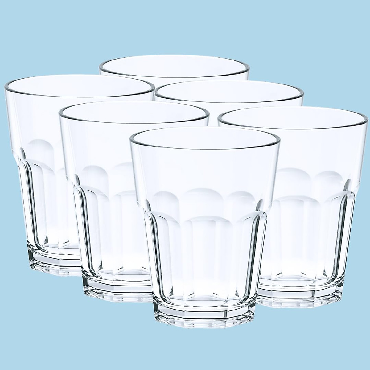 12 Oz Drinking Glasses Tritan Acrylic Cups Set By Decor Works - Glassware Plastic Tumblers - Water Glasses Acrylic Glasses - BPA Free & Durable - Dishwasher Safe Drinking Glasses Set Of 6