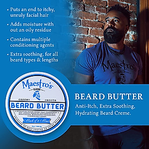 Maestro's Classic BEARD BUTTER | Anti-Itch, Extra Soothing, Hydrating Beard Creme For All Beard Types & Lengths- Mark of a Man Blend, 4 Ounce