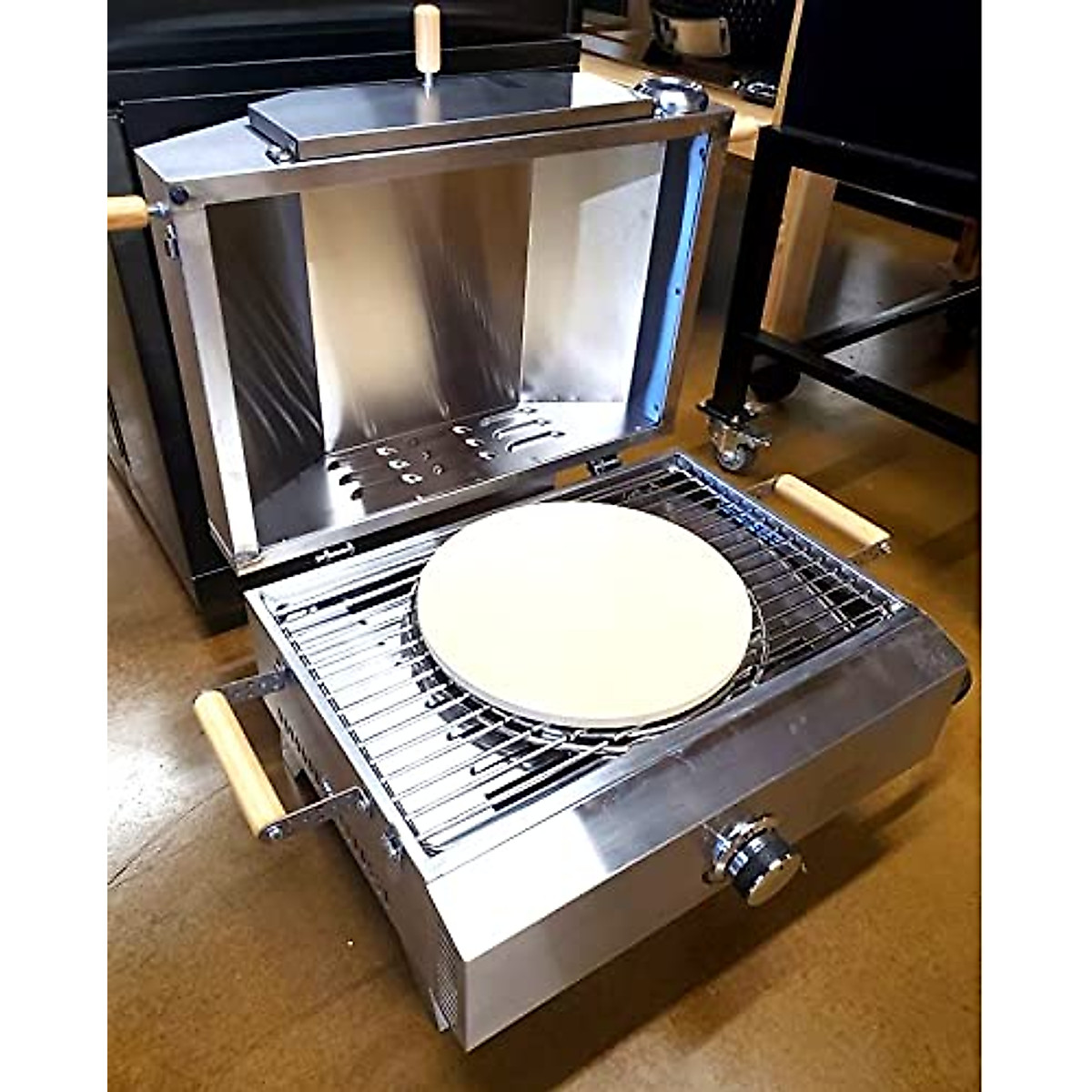 Portable Outdoor 430 Stainless Steel Propane BBQ Gas Grill + Pizza Oven Combo