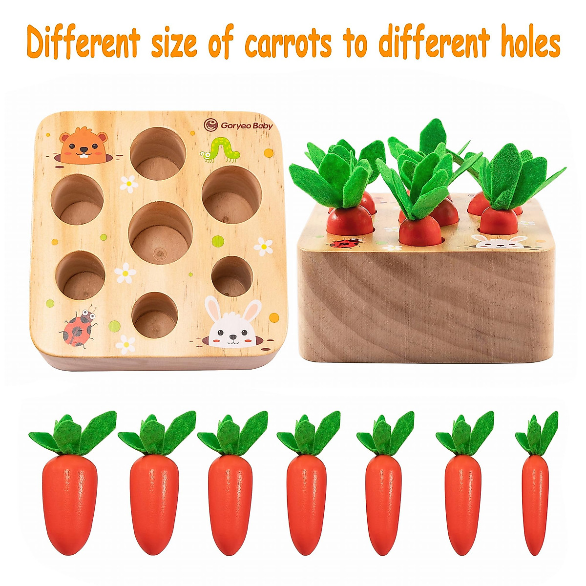 XJYQJD Montessori Toys for Babies 6-12 Months, Carrot Pulling Baby Toys 6 to 12 Months Carrot Harvest Game Fine Motor Skills Toys for 1 Year Old Toddlers Boys Girls Birthday Gifts